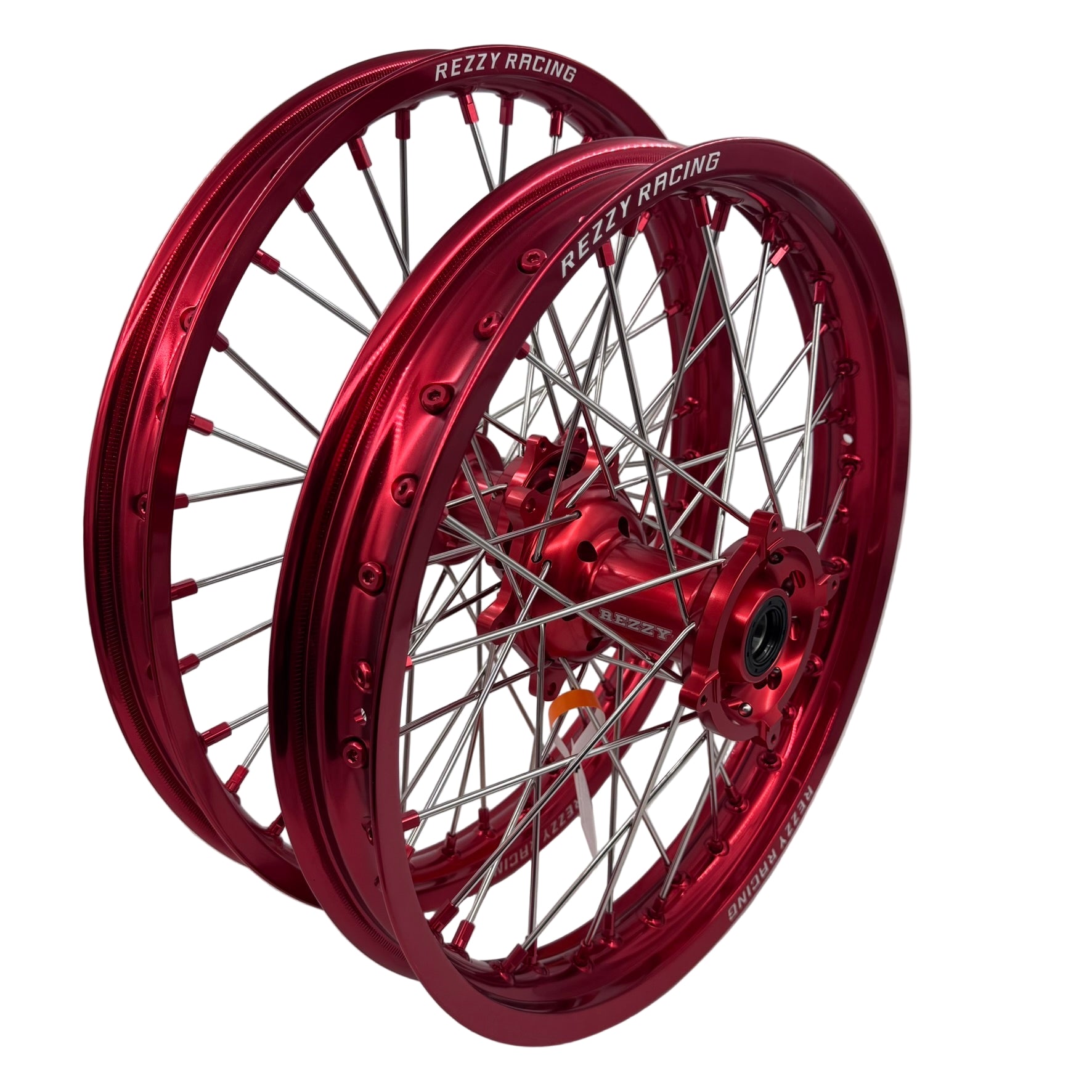 Rezzy Racing Honda Wheel Set – Red Hubs / Silver Spokes 19x2.15 - 21x1